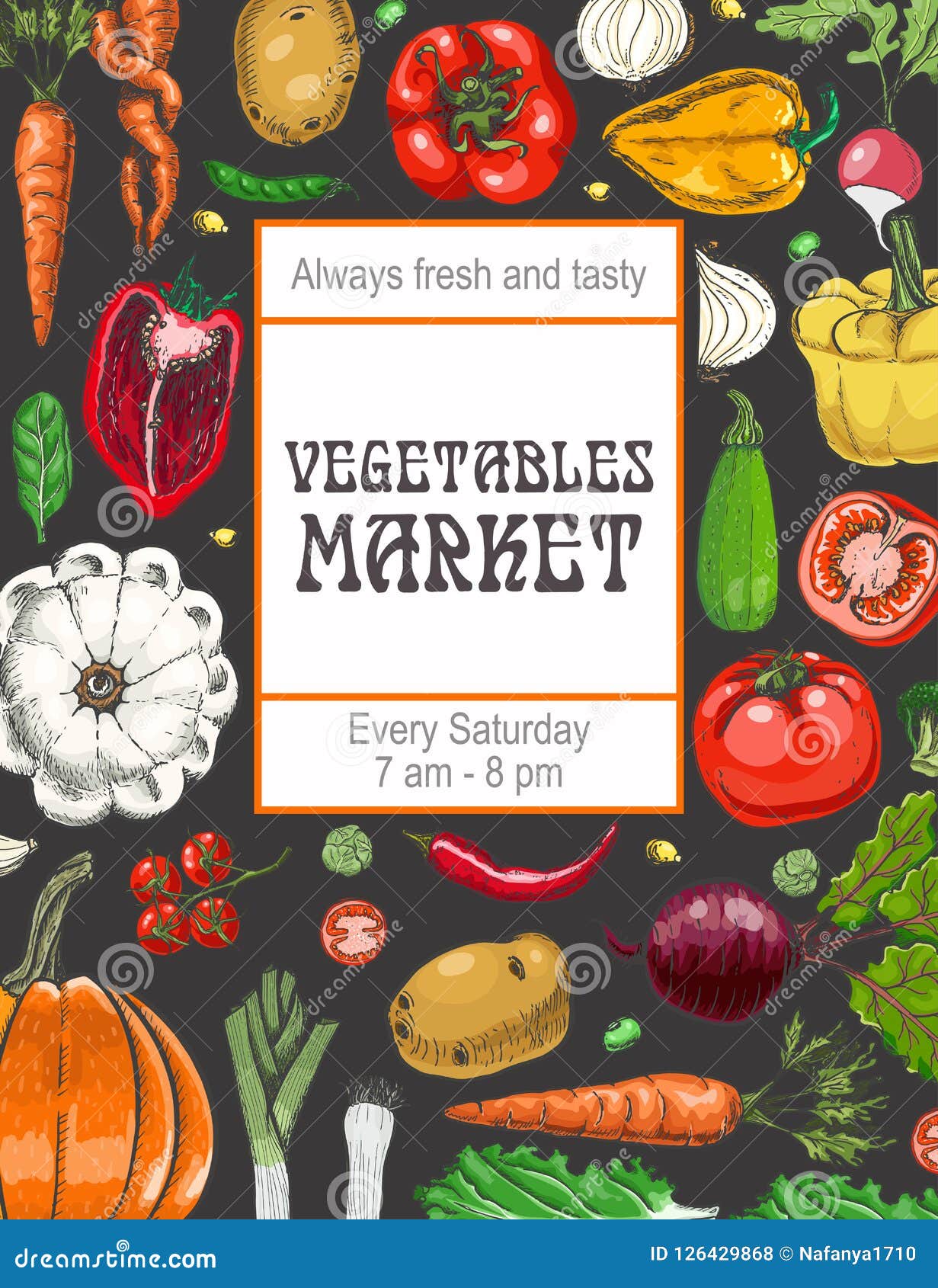 A Poster with Various Vegetables Stock Vector - Illustration of market ...