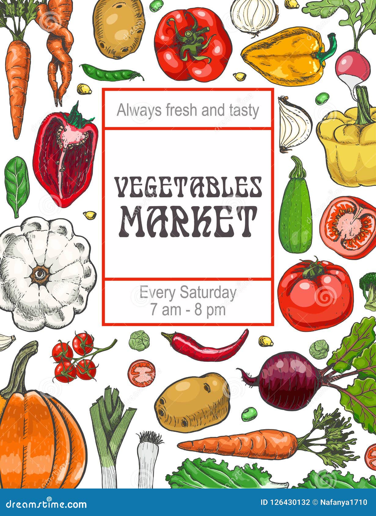 Poster with Various Vegetables Stock Vector - Illustration of color ...