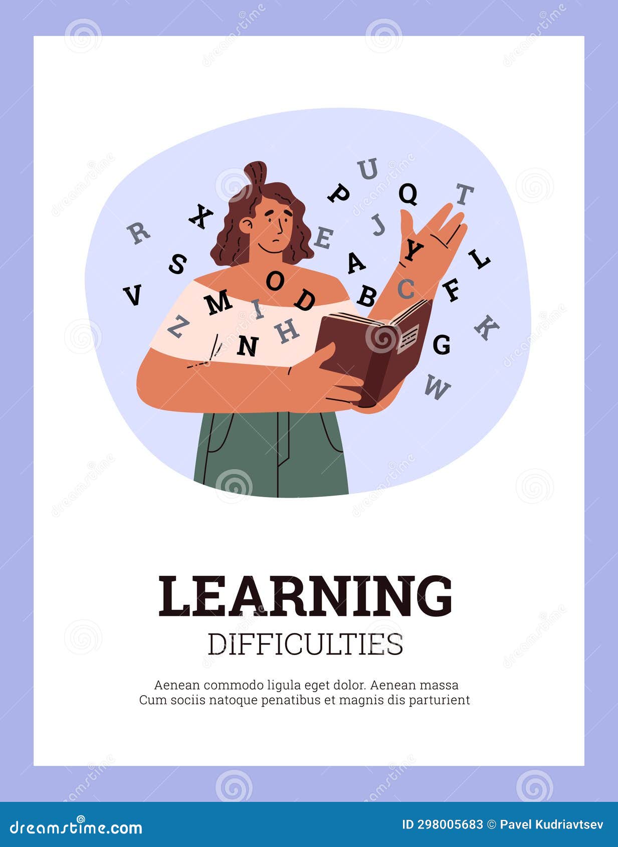 Poster or Vertical Banner about Learning Difficulties Flat Style Stock ...