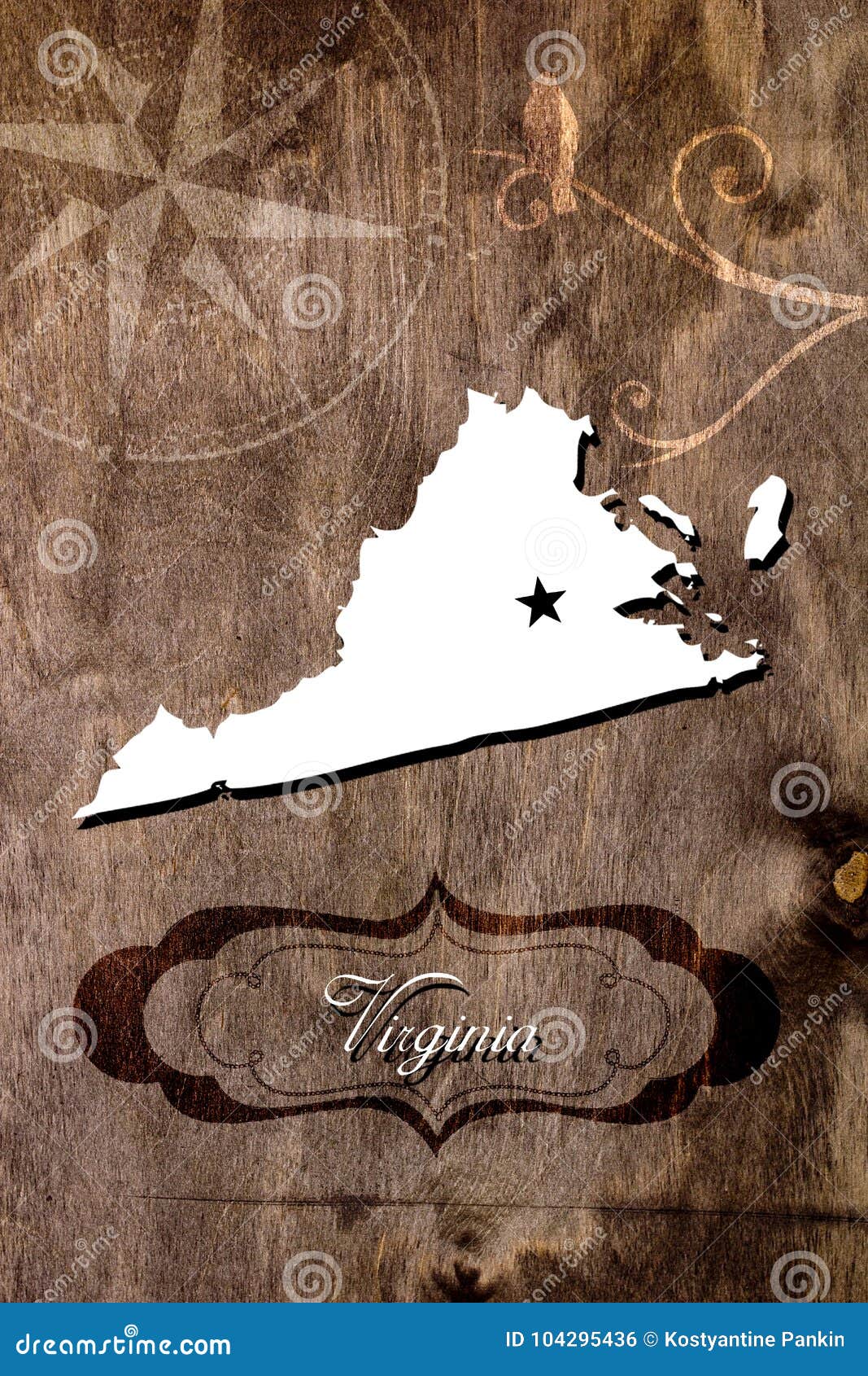 Poster Virginia State Map Outline Stock Photo - Image of wind, star ...