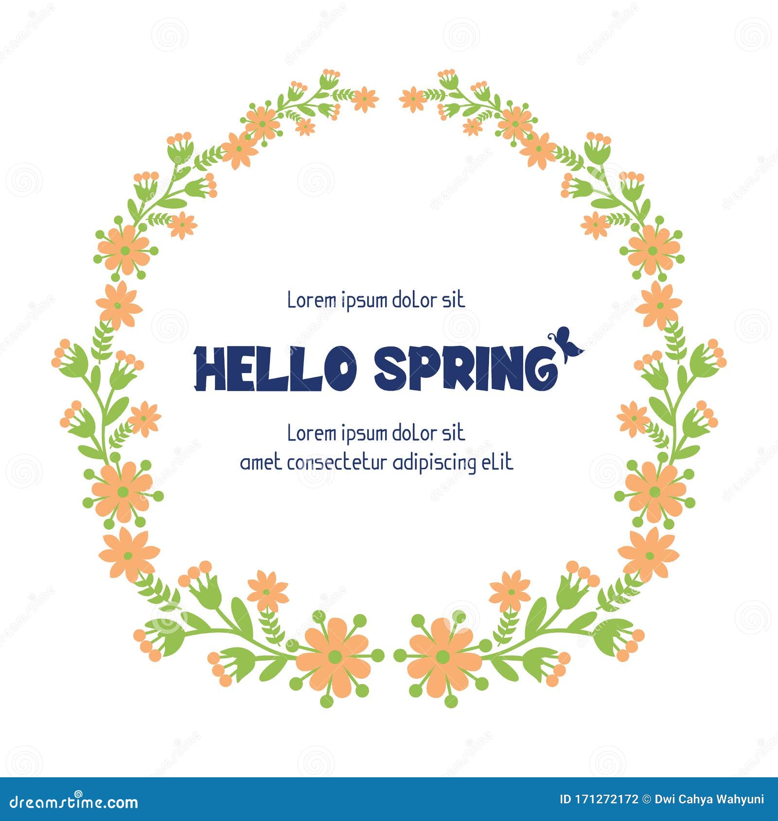 Poster Wallpapers Design for Hello Spring, with Antique Leaf and Flower ...