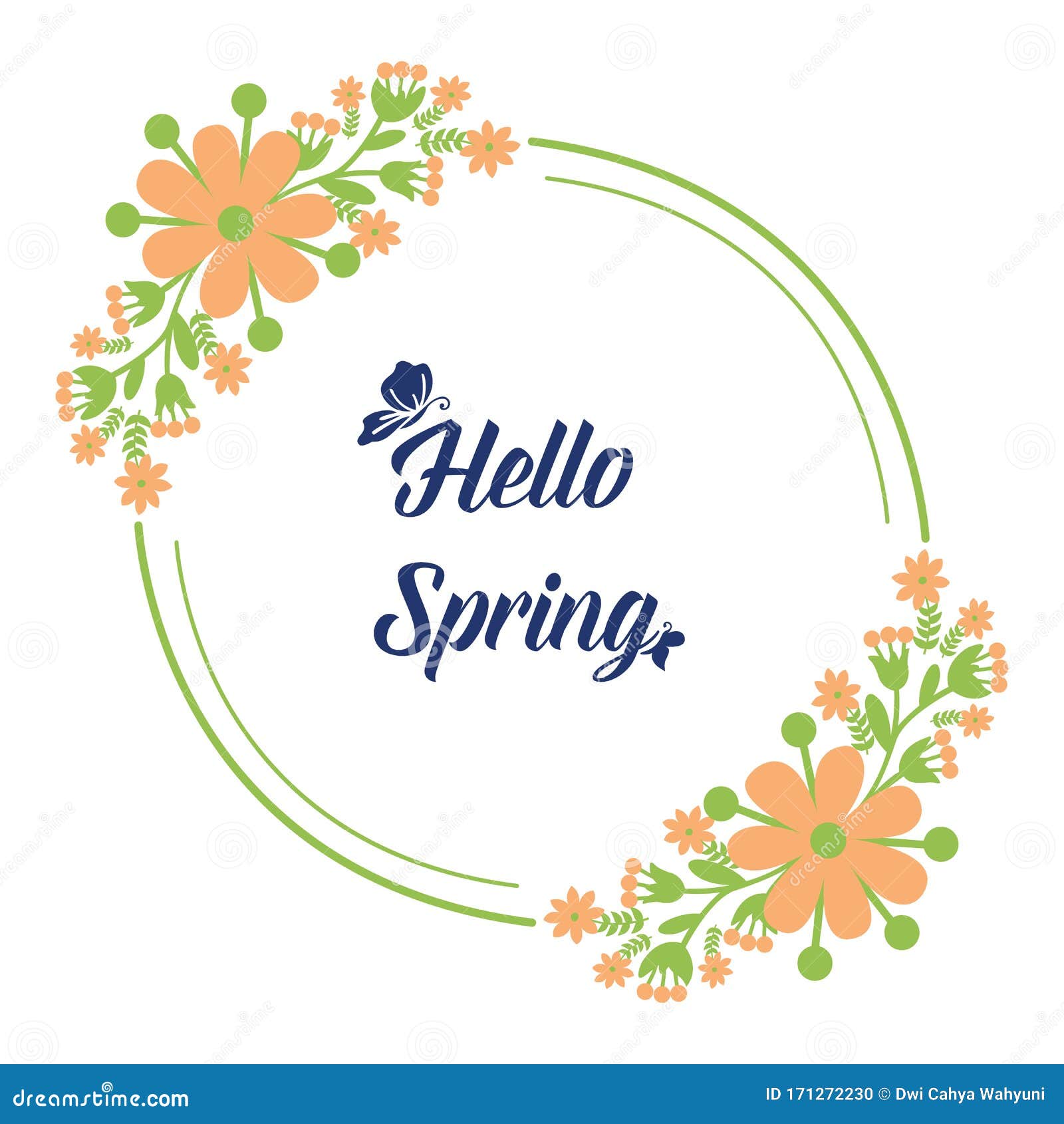 Poster Wallpapers Design for Hello Spring, with Antique Leaf and Flower ...