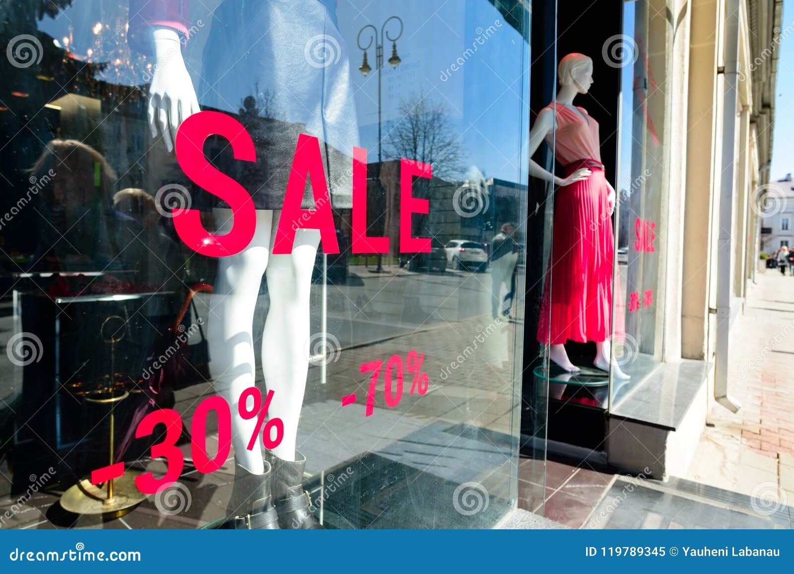 Poster at Window Display about Price Reduction Stock Image - Image of ...