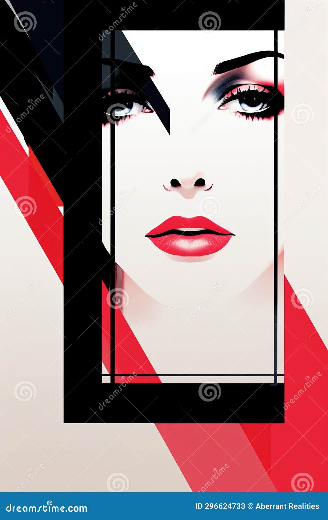 A Poster with a Womans Face in a Window Frame Stock Illustration ...
