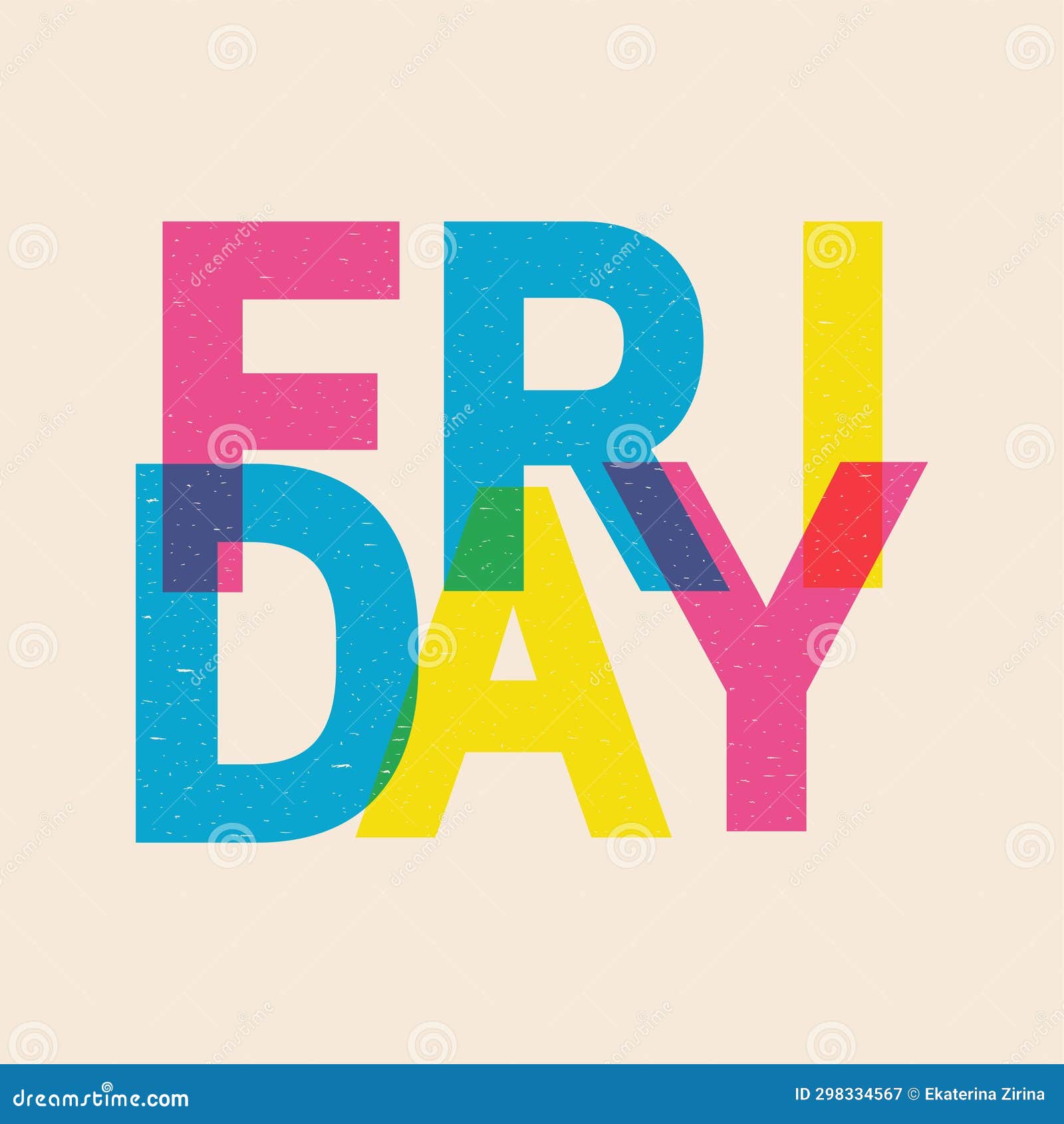 Poster with the Word Friday in Risograph Style. Vector Graphics Stock ...