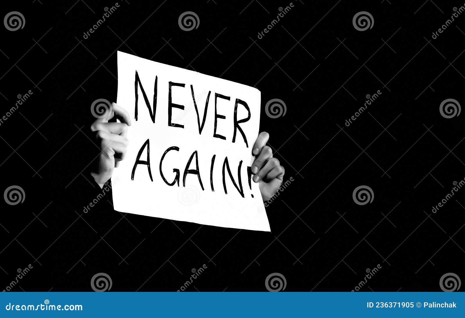 Poster with the Words Never Again in the Hands Stock Image - Image of ...
