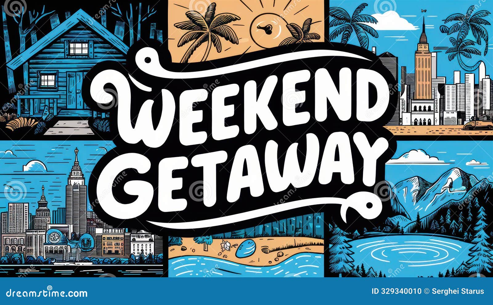 Weekend Getaway Word Concepts Banner Vector Illustration ...
