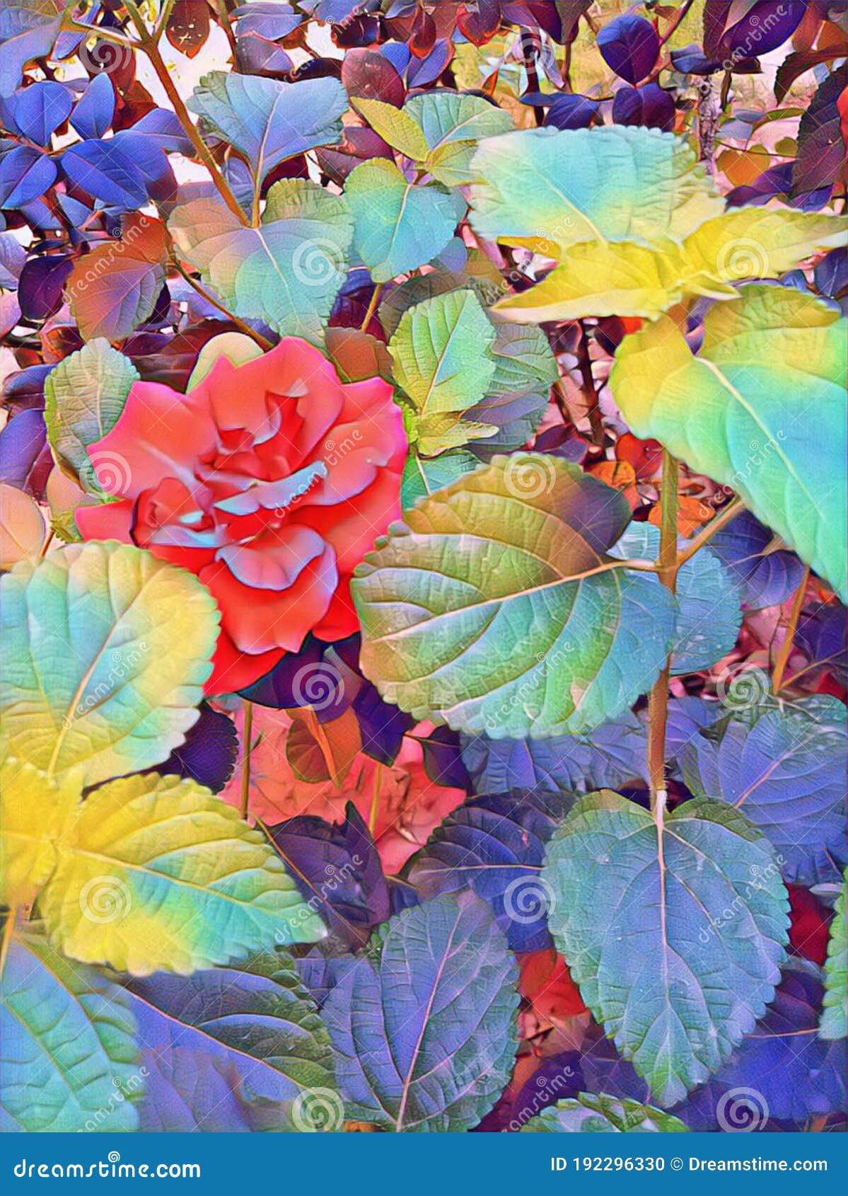 Posterized Flower in the Middle of Tree Leaves Stock Photo - Image of ...