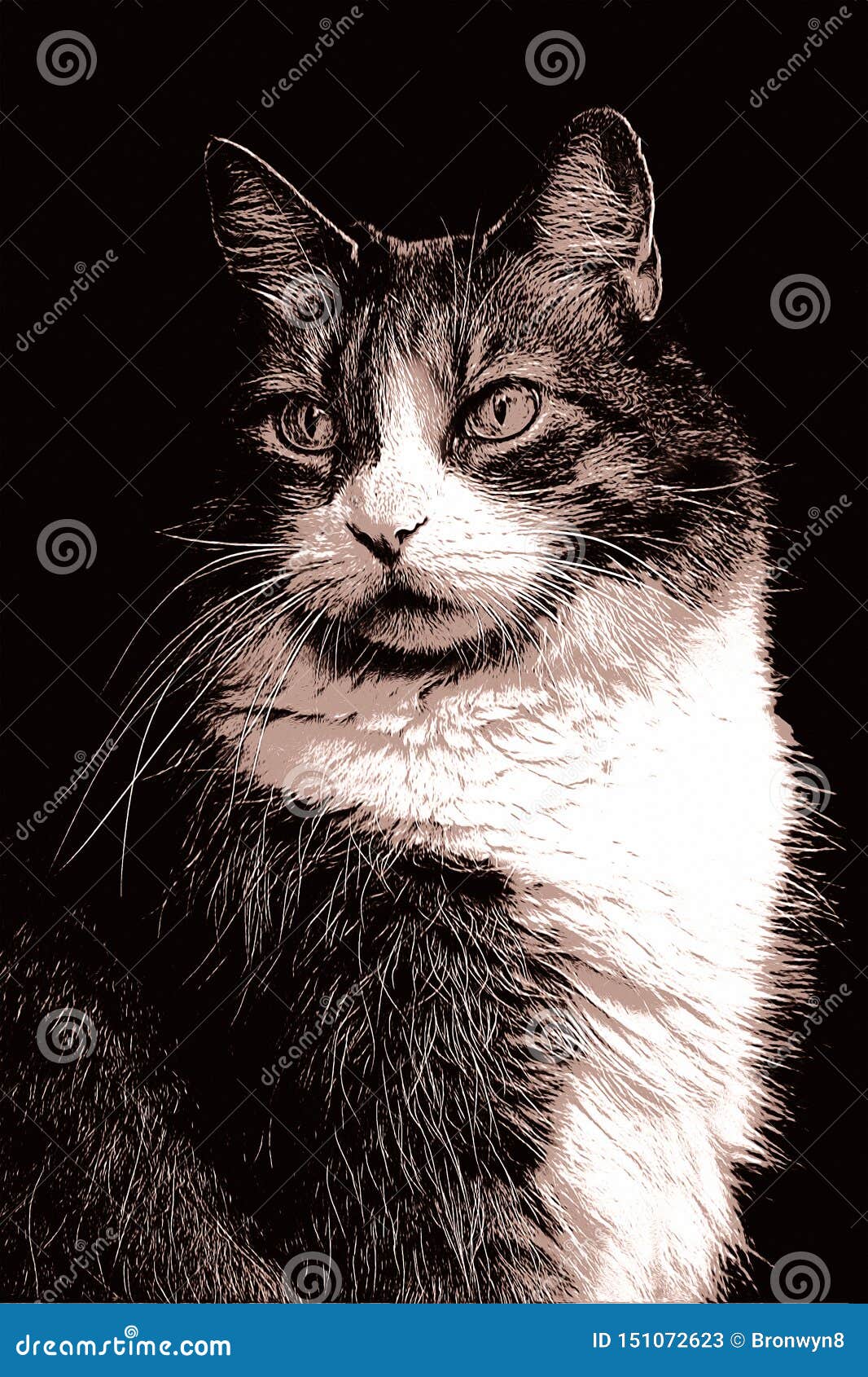 Posterized Portrait of a Cat Stock Image - Image of brown, proud: 151072623