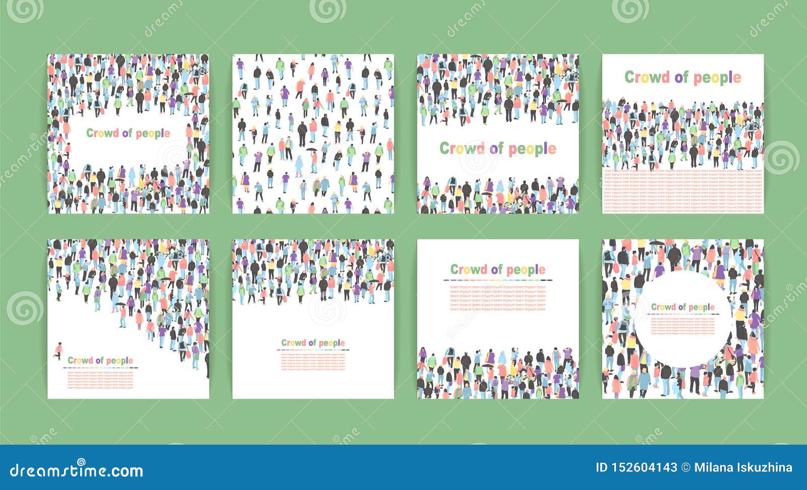 Posters with Crowd of People. Set of Cute Card with Group People Vector ...