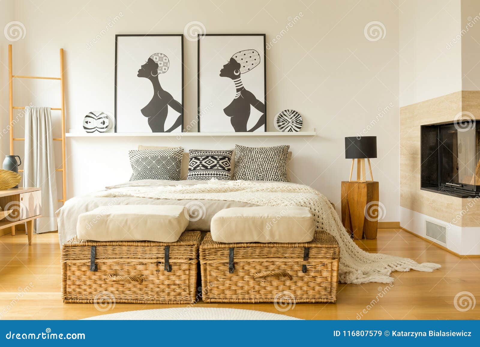 Posters and double bed stock image. Image of ethnic - 116807579