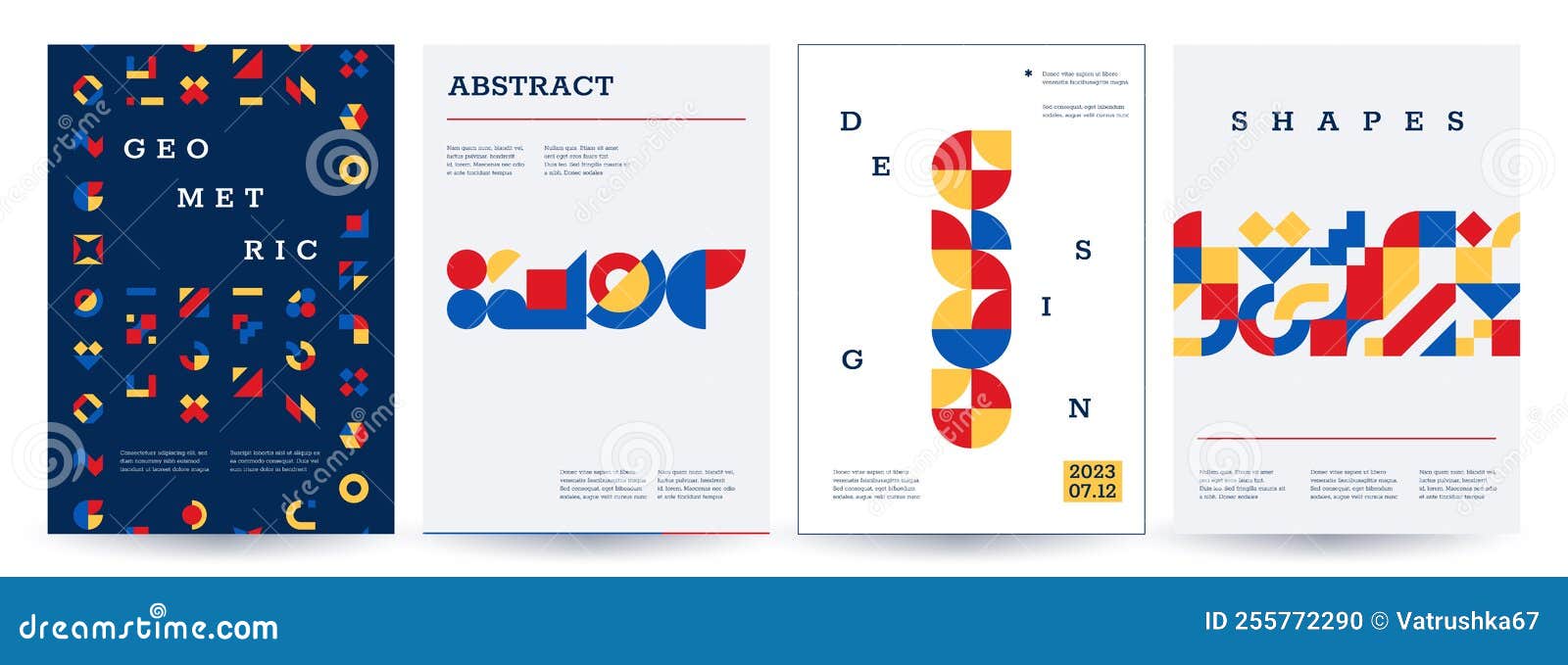 Posters with Geometric Shapes. Minimal Bauhas Geometry Forms, Modern ...