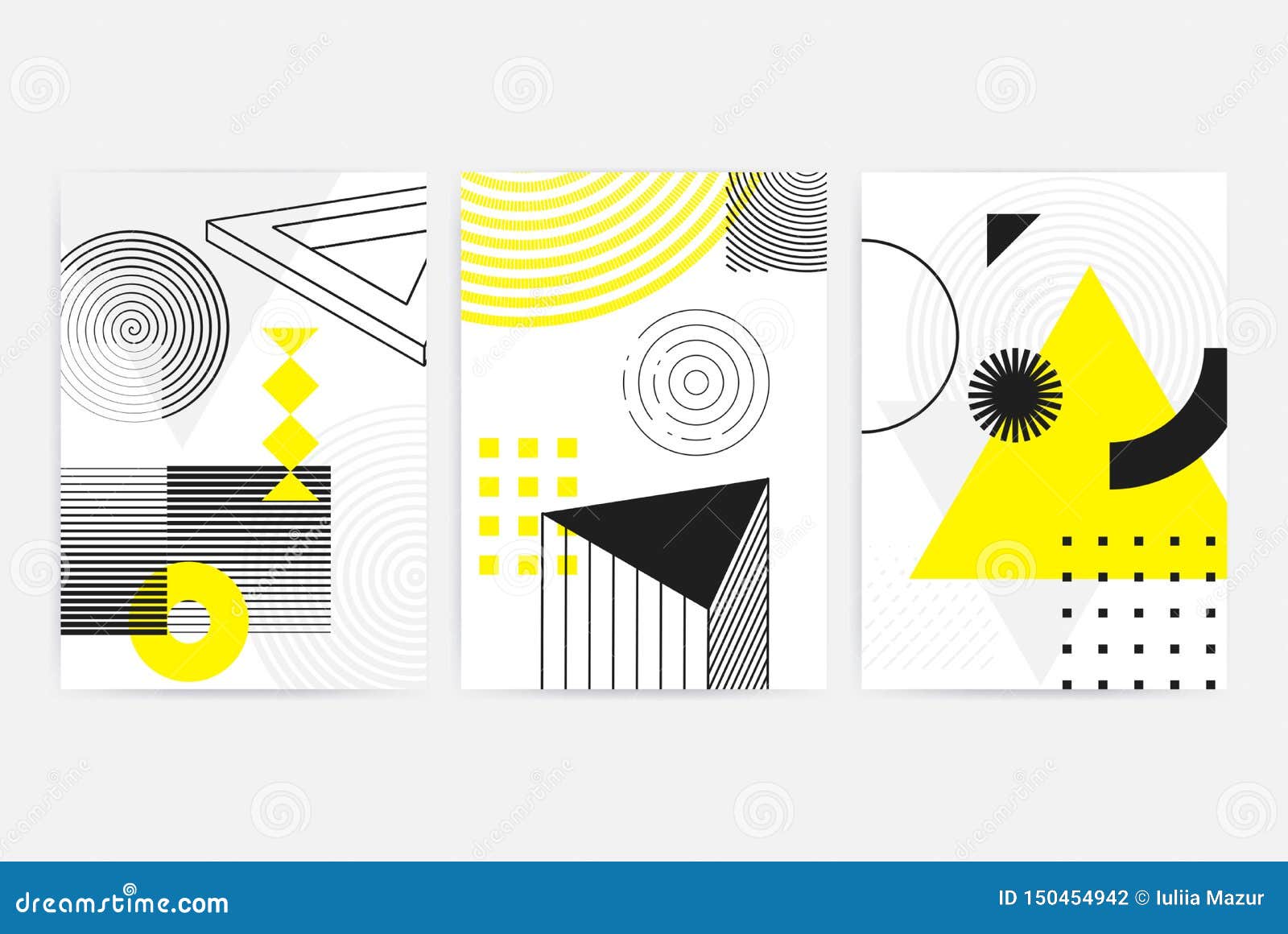 Posters Set with Bright Bold Geometric Elements Stock Vector ...