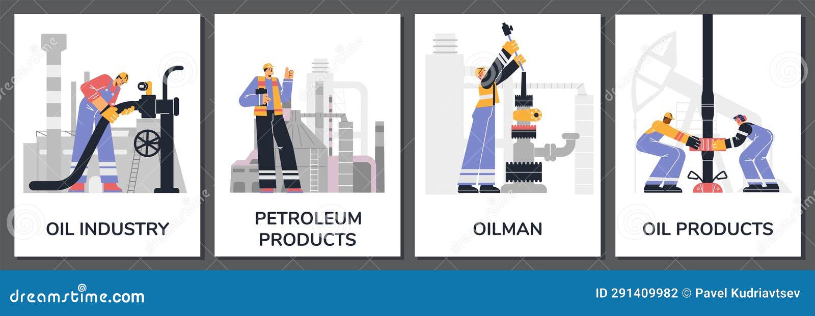 Posters Set of Various Processes for Ensuring the Oil and Gas ...