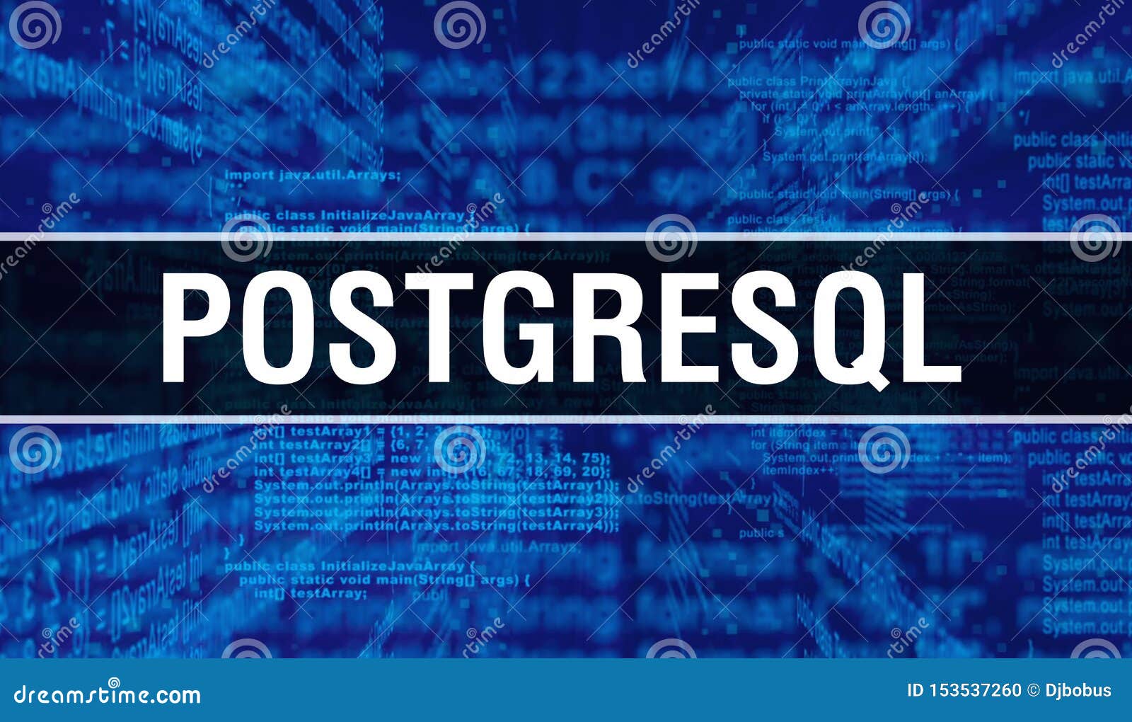 Postgresql With Digital Java Code Text Postgresql And Computer Software Coding Vector Concept