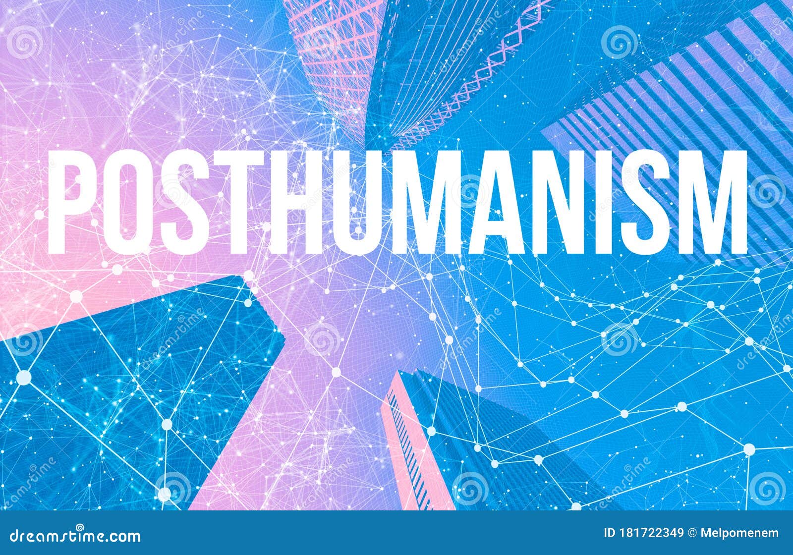 Posthumanism Theme with Abstract Patterns and Skyscrapers Stock Image ...