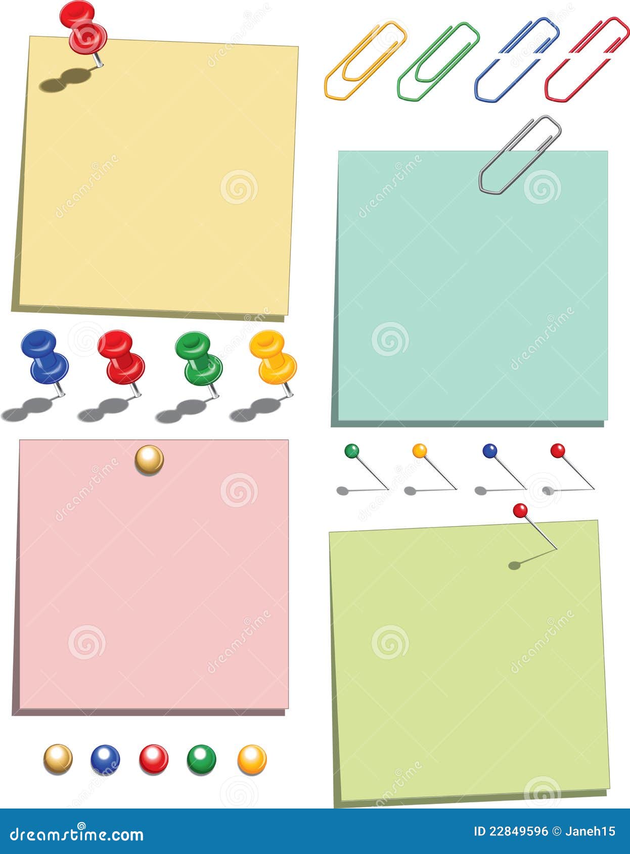 Postit notes on white stock vector. Illustration of blank - 22849596