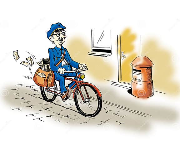 Postman stock illustration. Illustration of caricature - 4030914