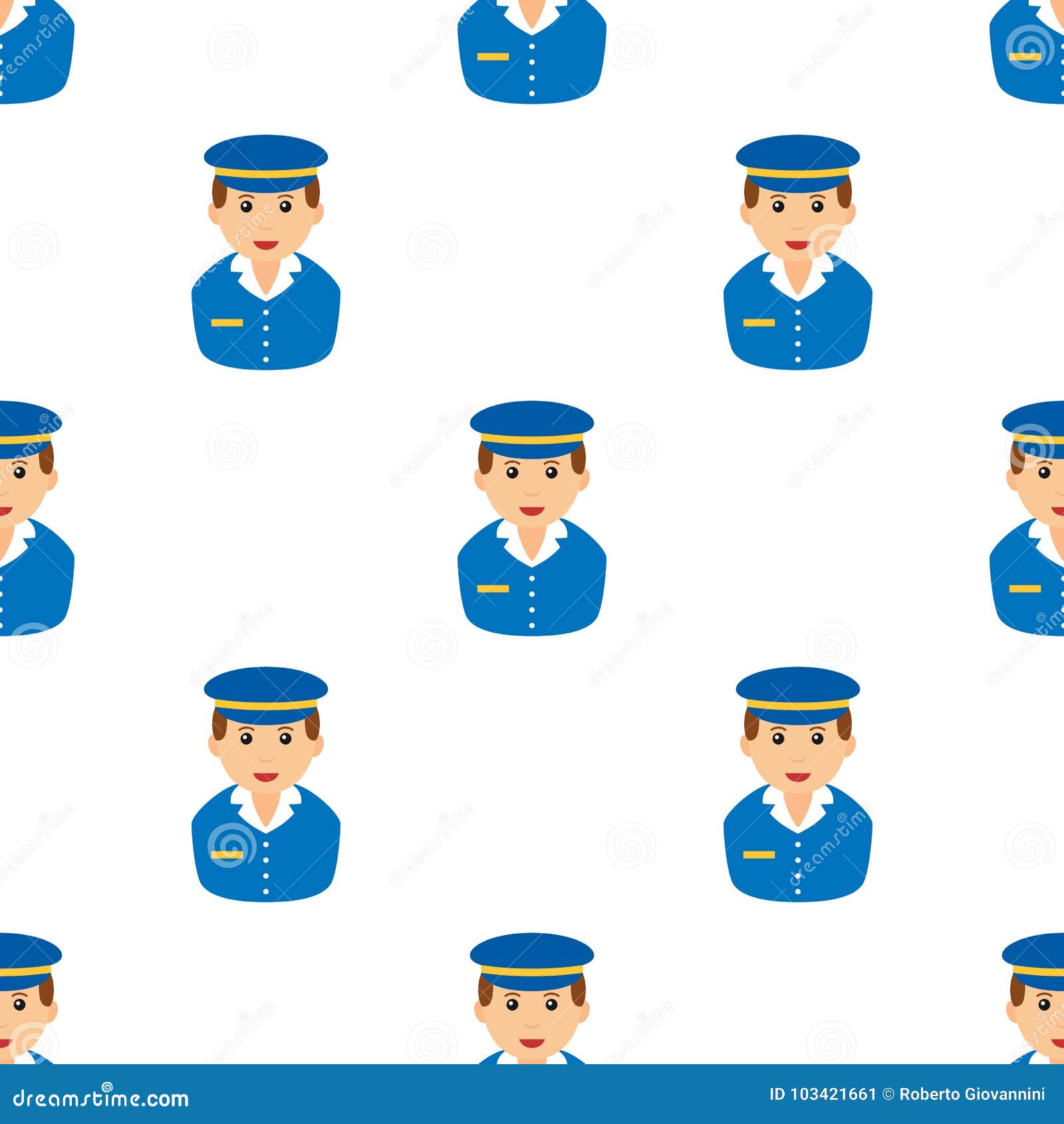 Postman Avatar Flat Icon Seamless Pattern Stock Vector - Illustration ...