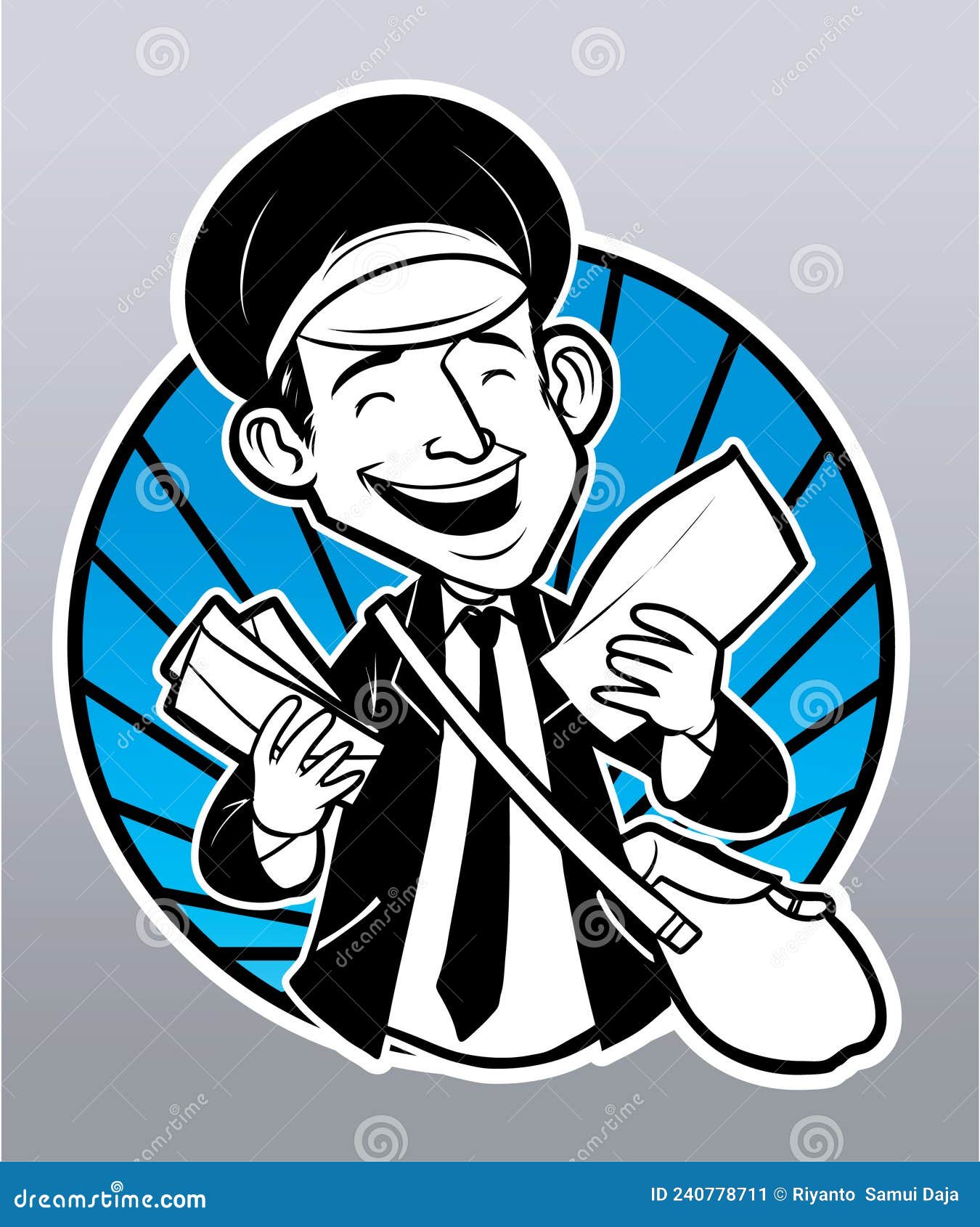 Postman with Blue Circle Illustration Design Stock Vector ...