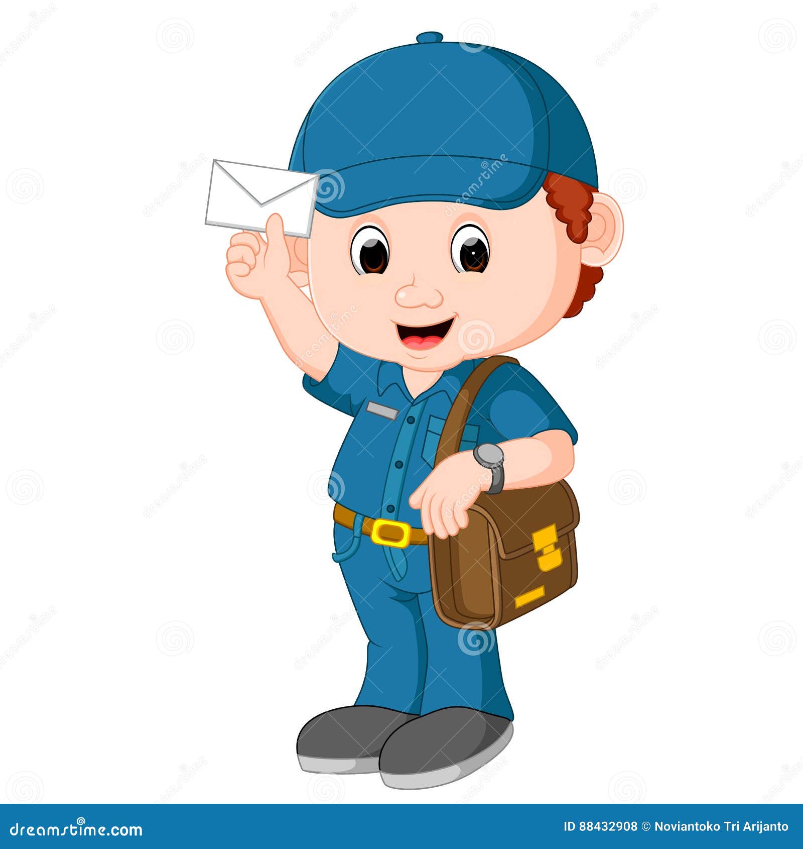 Postman Cartoon Vector Illustration Wearing A Uniform Carrying A ... Postman Cartoon Vector Illustration Wearing A Uniform Carrying A ...