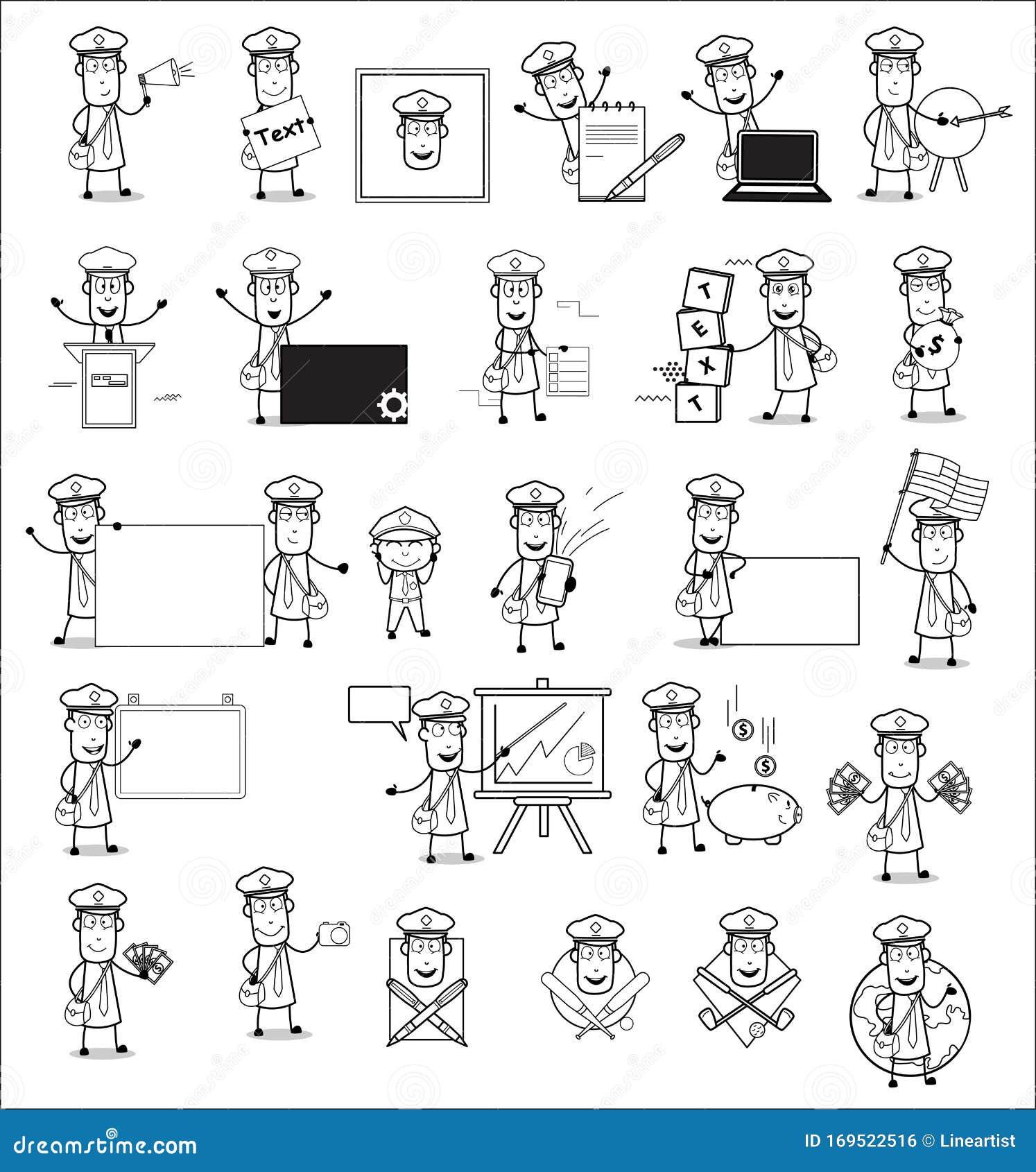 Postman Character Collection - Set of Concepts Vector Illustrations ...