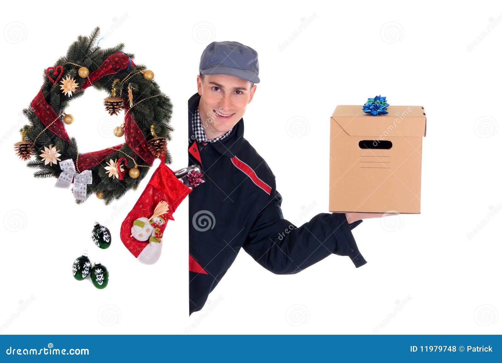 Postman Christmas delivery stock photo. Image of friendly - 11979748