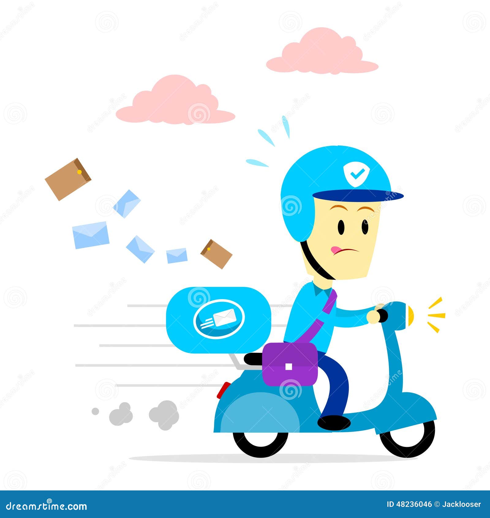 Postman Delivering Mail by Motorcycle Stock Vector - Illustration of ...