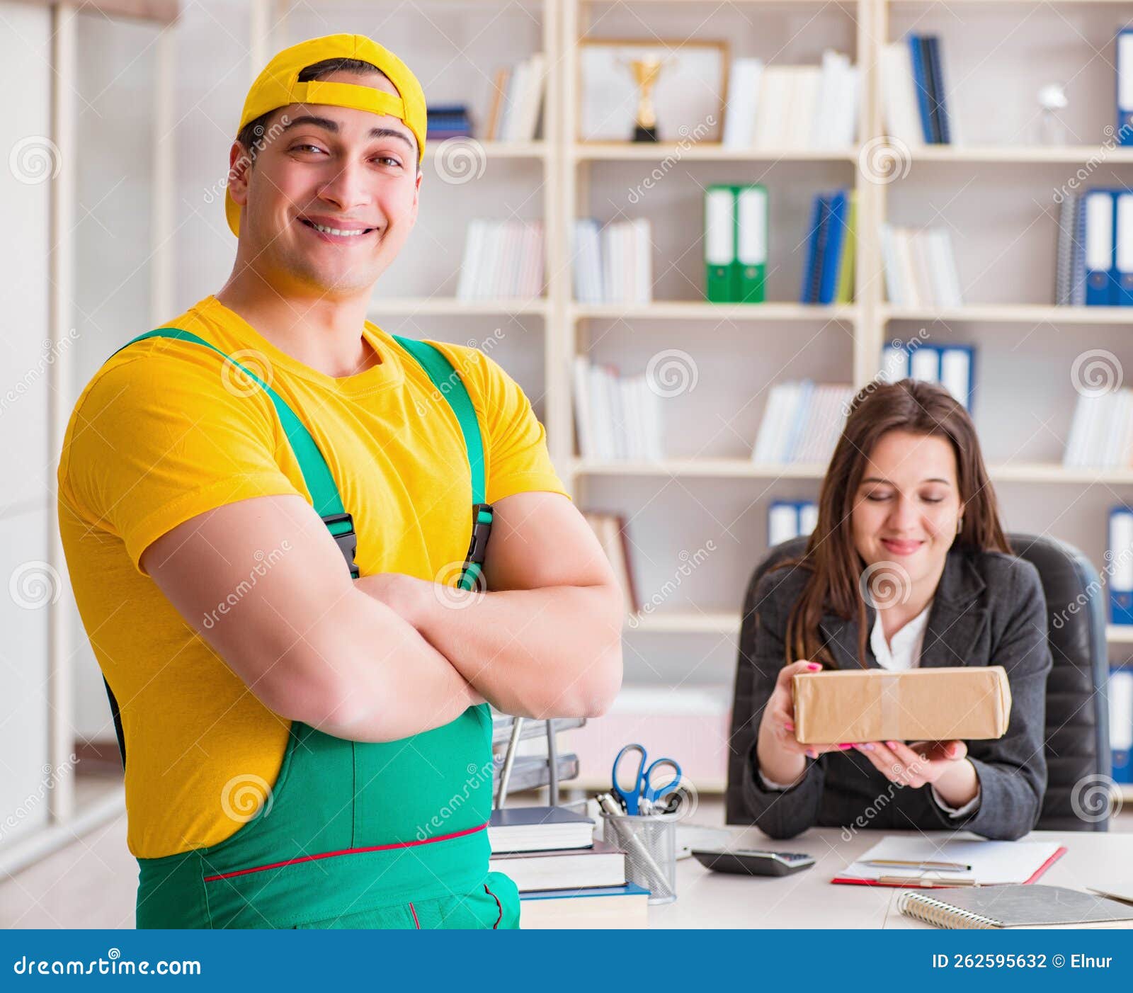 Postman Delivering Parcel To the Office Stock Photo - Image of mailman ...