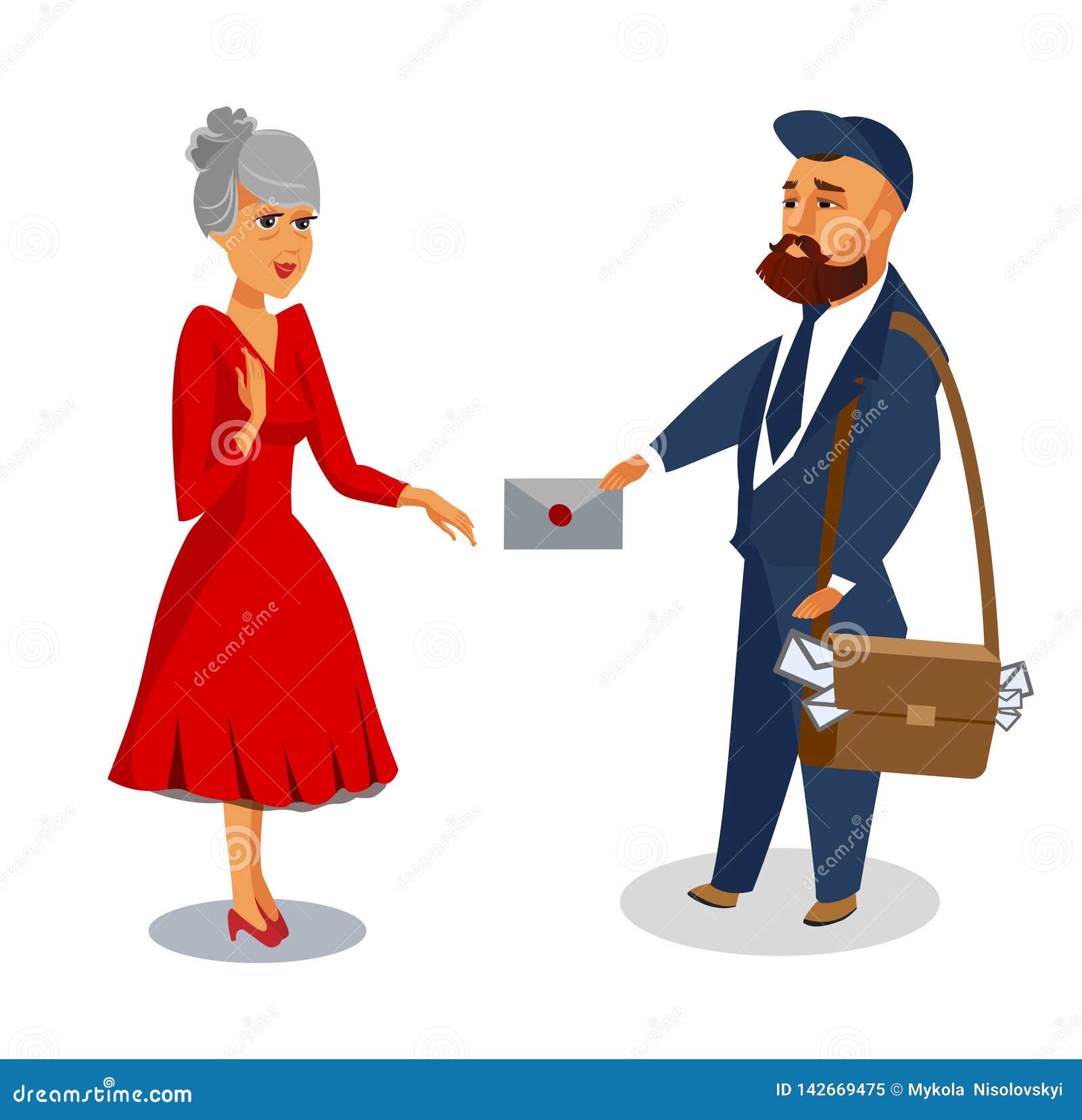 Postman Delivers Mail Vector Isolated Illustration Stock Vector Illustration Of Hold Color
