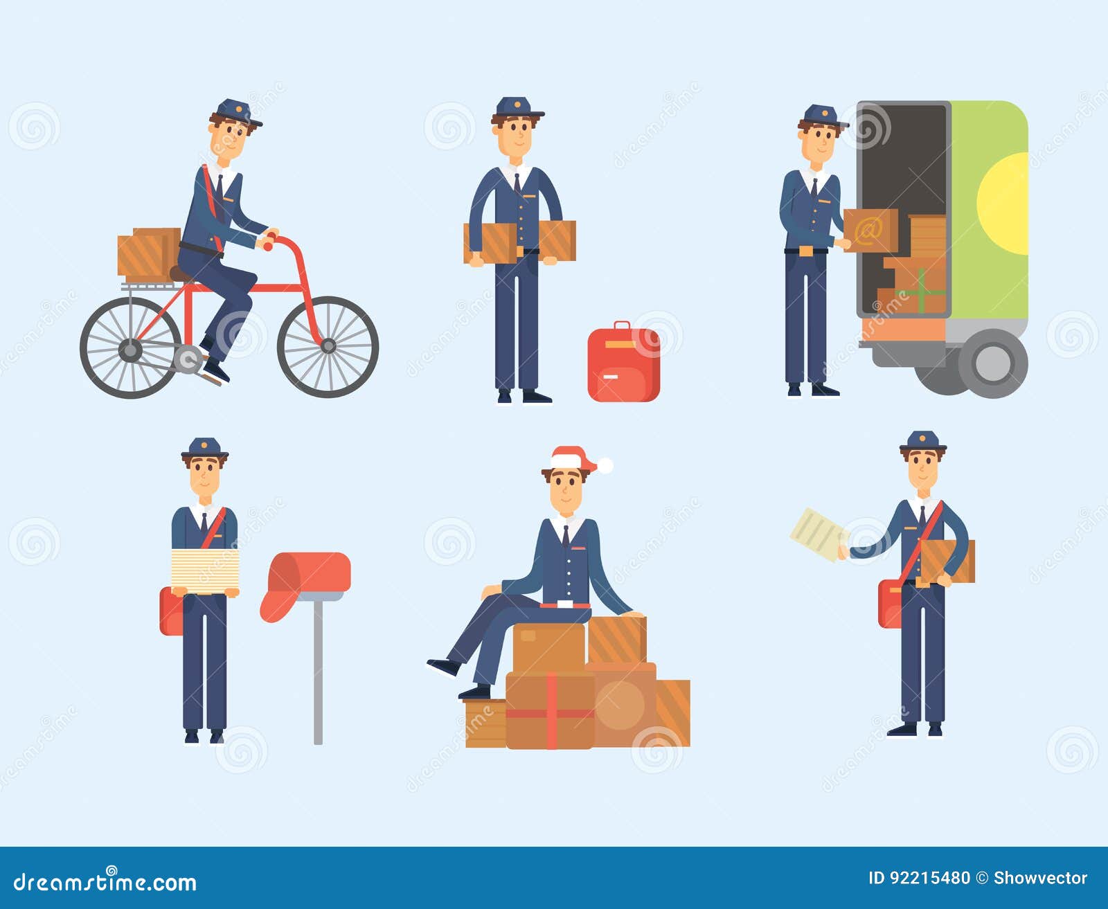 Postman Delivery Man Character Vector Courier Occupation Carrier Cute