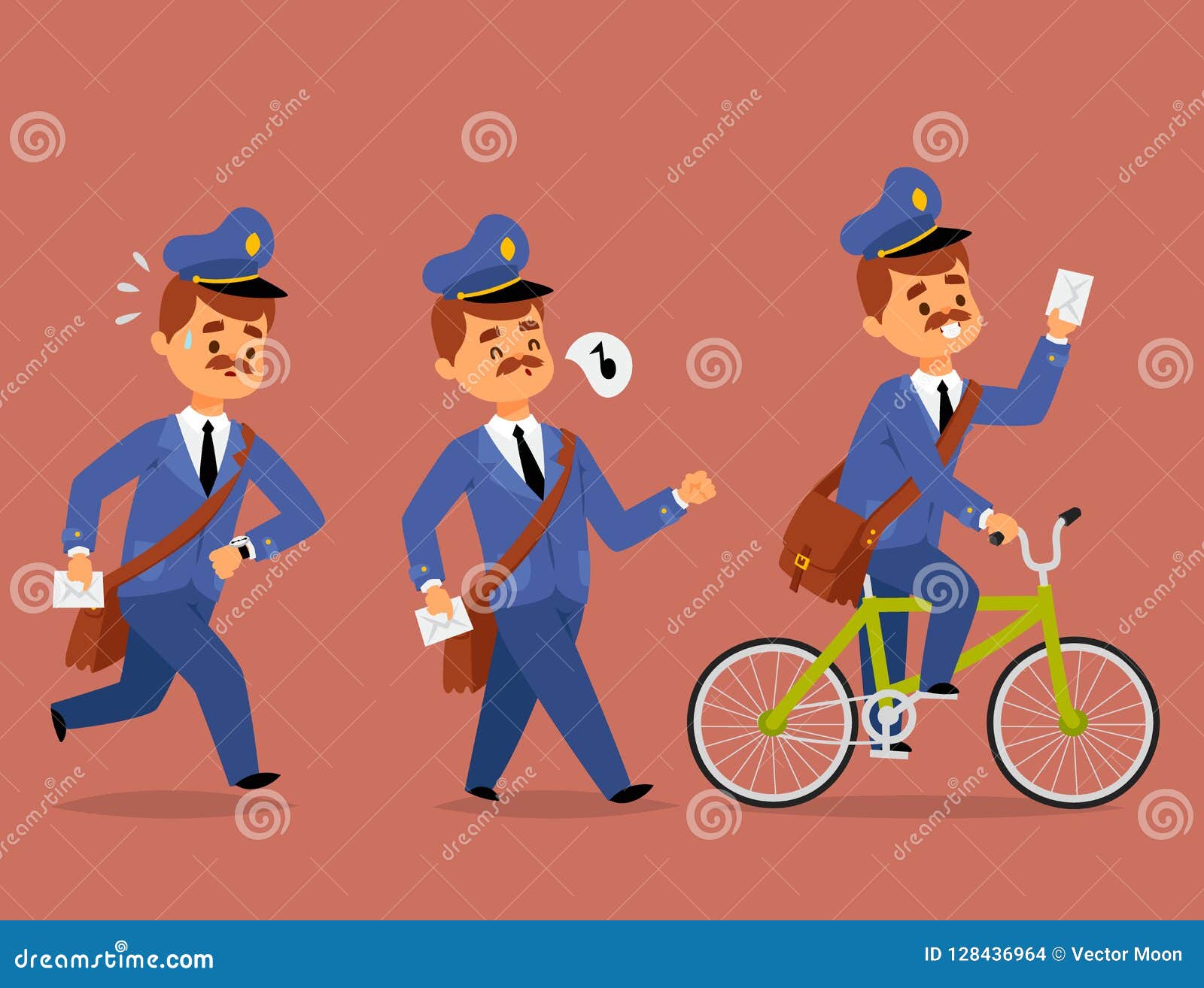 Postman Delivery Man Character Vector Courier Occupation Carrier Package Mail Shipping Deliver