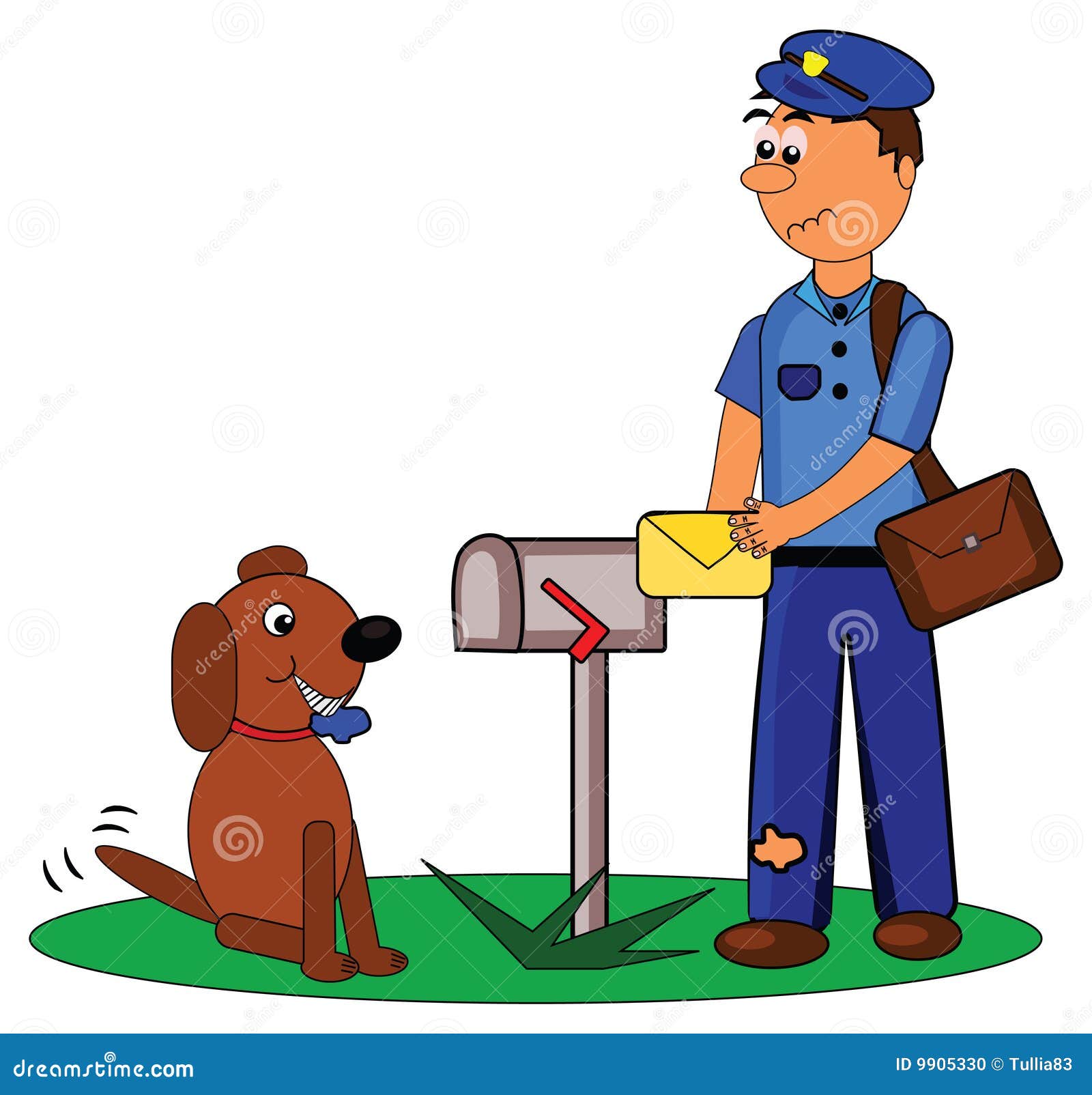Postman and dog stock vector. Illustration of post, mail - 9905330