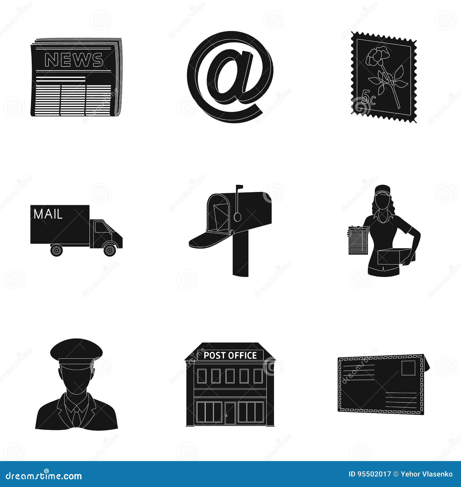 Postman, Envelope, Mail Box and Other Attributes of Postal Service.Mail ...