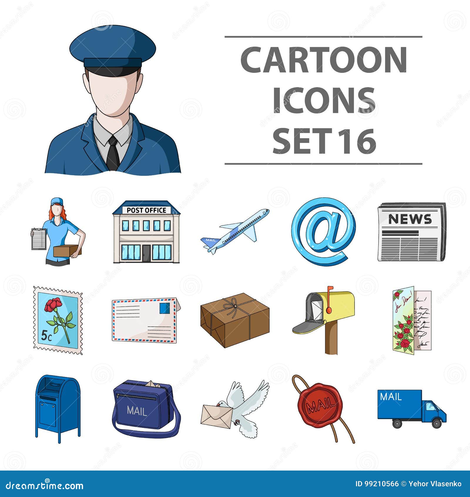 Postman, Envelope, Mail Box and Other Attributes of Postal Service.Mail ...