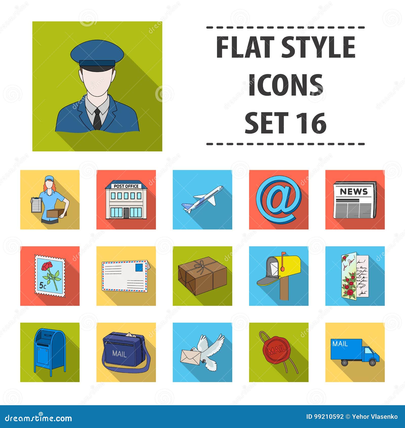 Postman, Envelope, Mail Box and Other Attributes of Postal Service.Mail ...