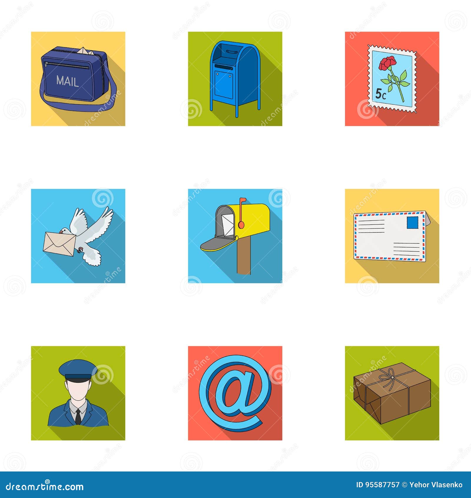 Postman, Envelope, Mail Box and Other Attributes of Postal Service.Mail ...