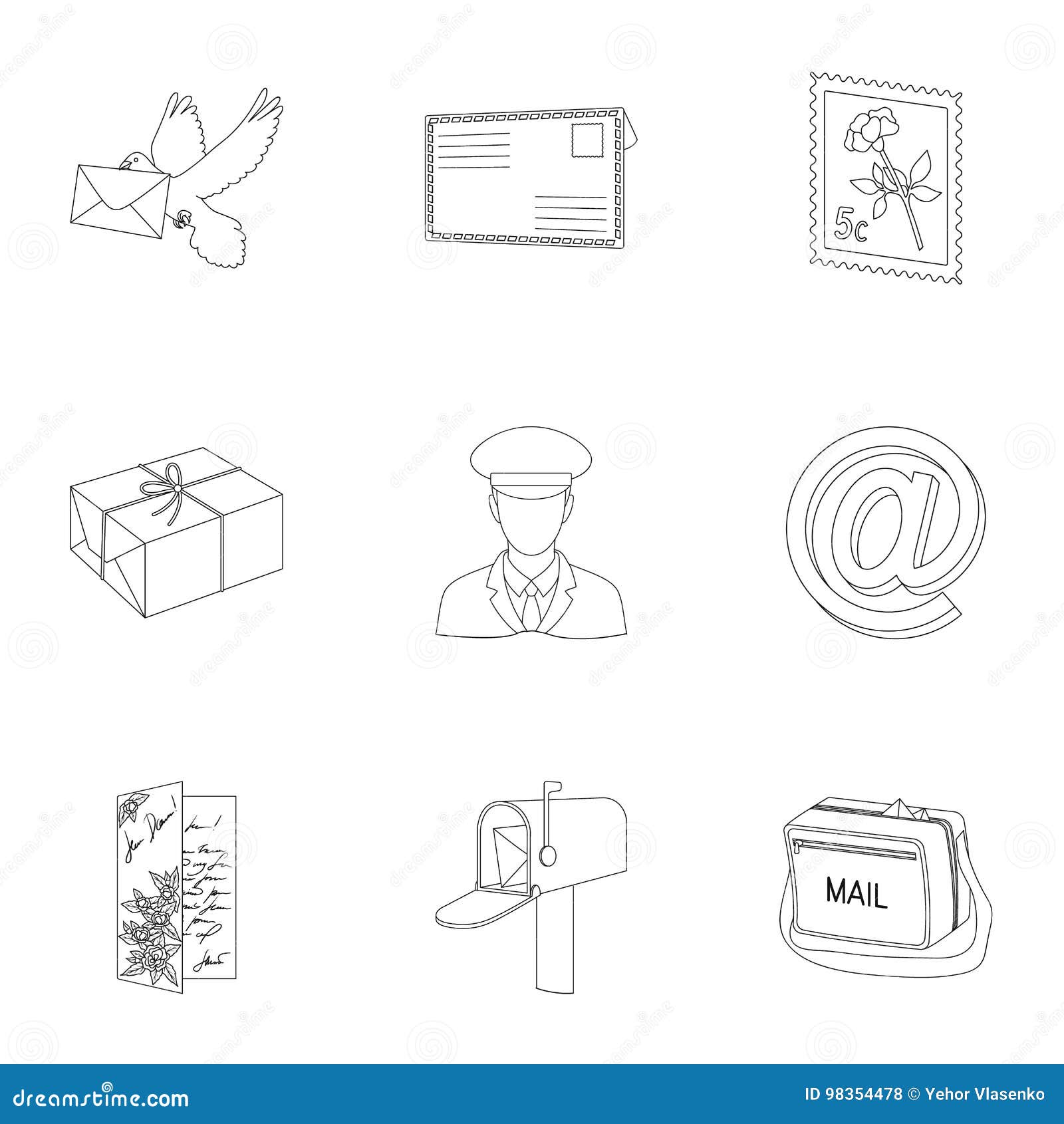 Postman, Envelope, Mail Box and Other Attributes of Postal Service.Mail ...