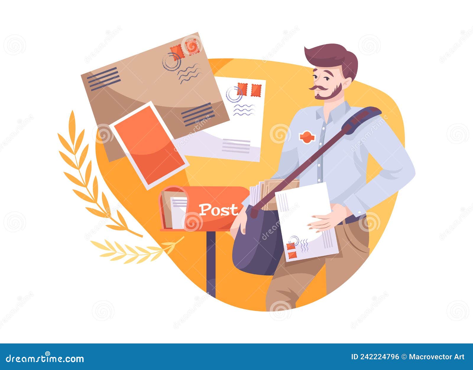 Postman Flat Composition stock vector. Illustration of design - 242224796