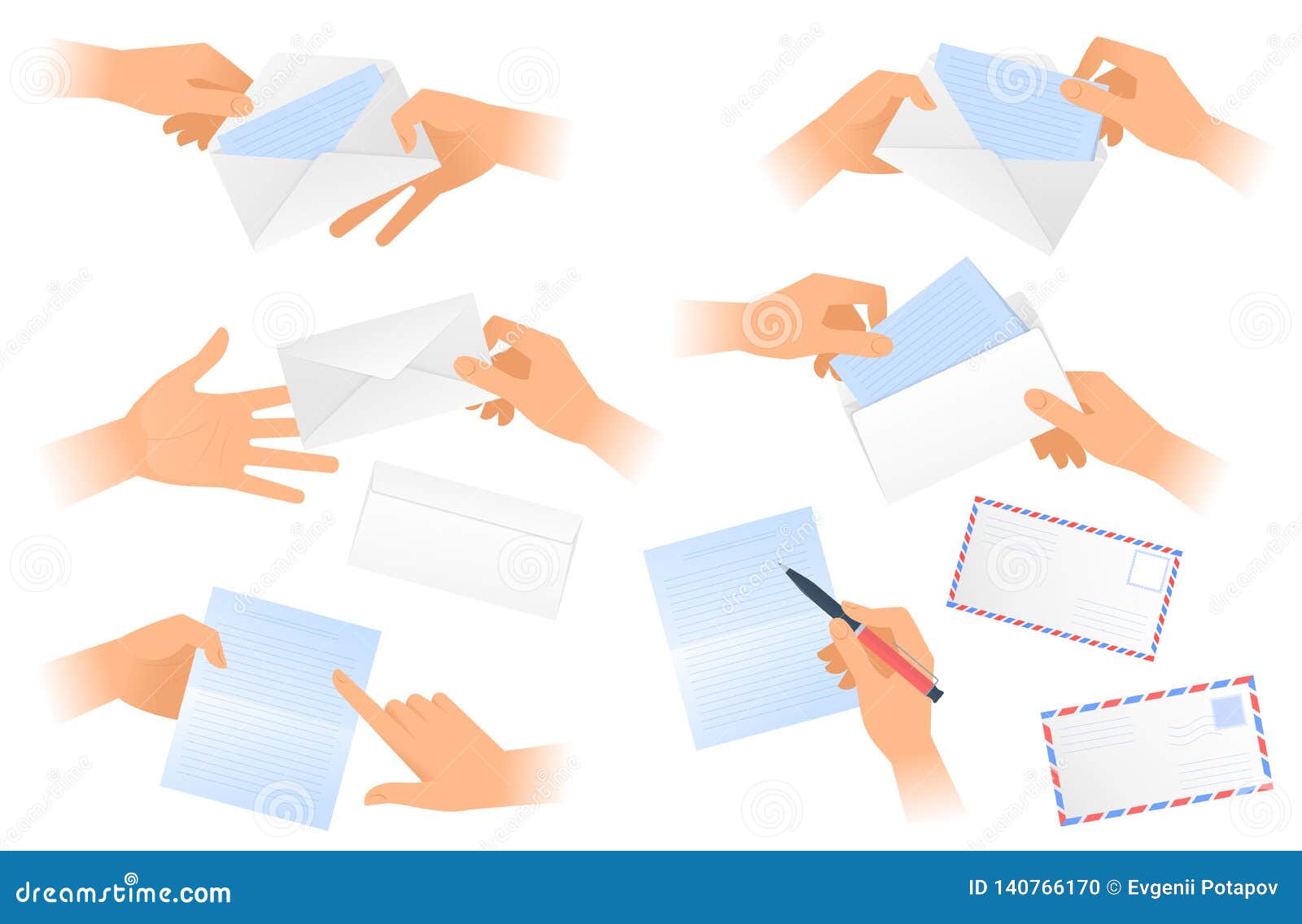 A Postman Hold and Give the Envelope with Paper Letter Stock Vector ...