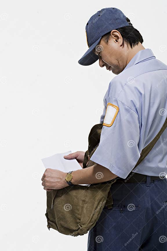 Postman holding a letter stock photo. Image of japanese - 62558334