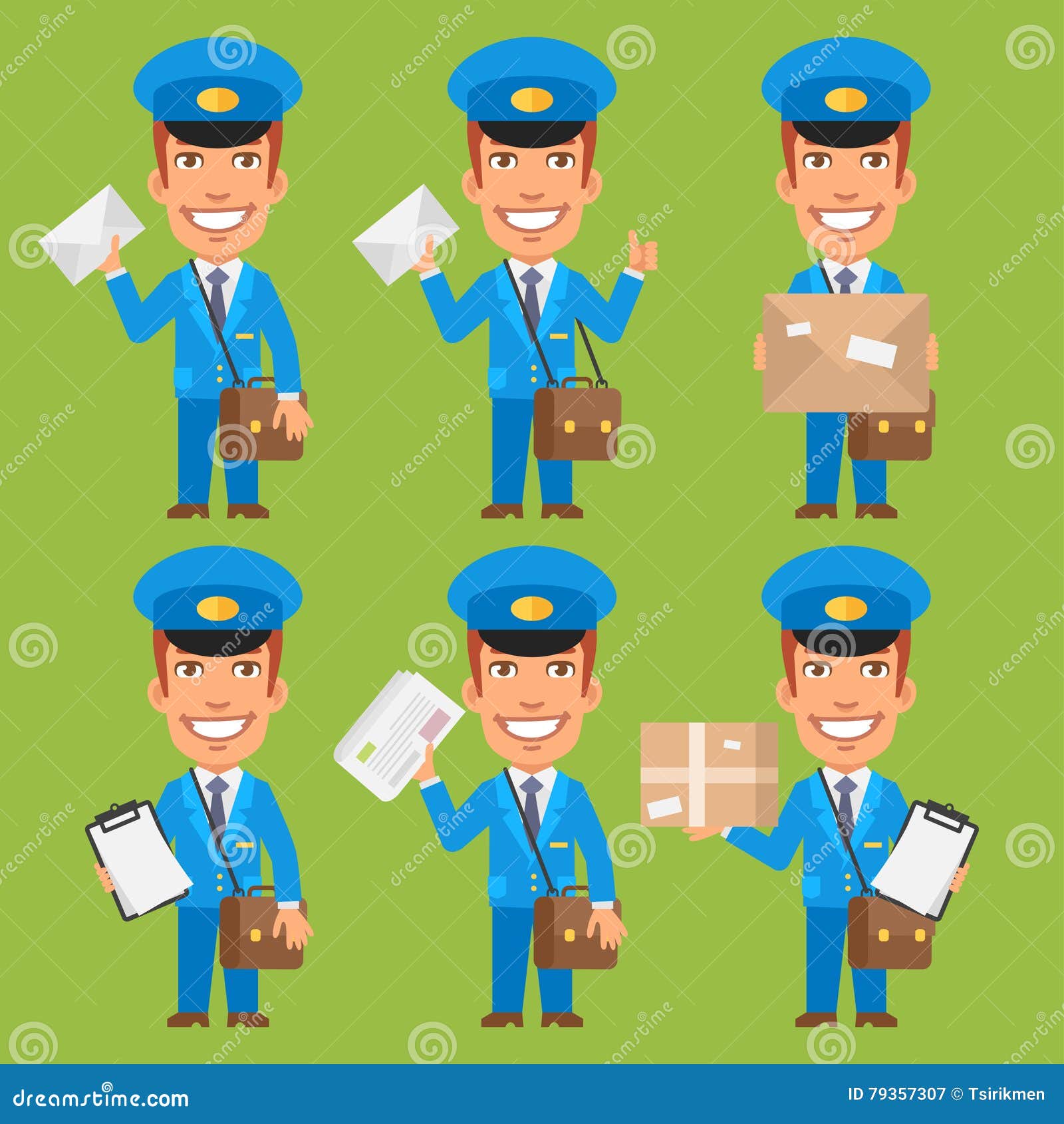 Postman Holding Letter Package Newspaper Stock Vector - Illustration of ...