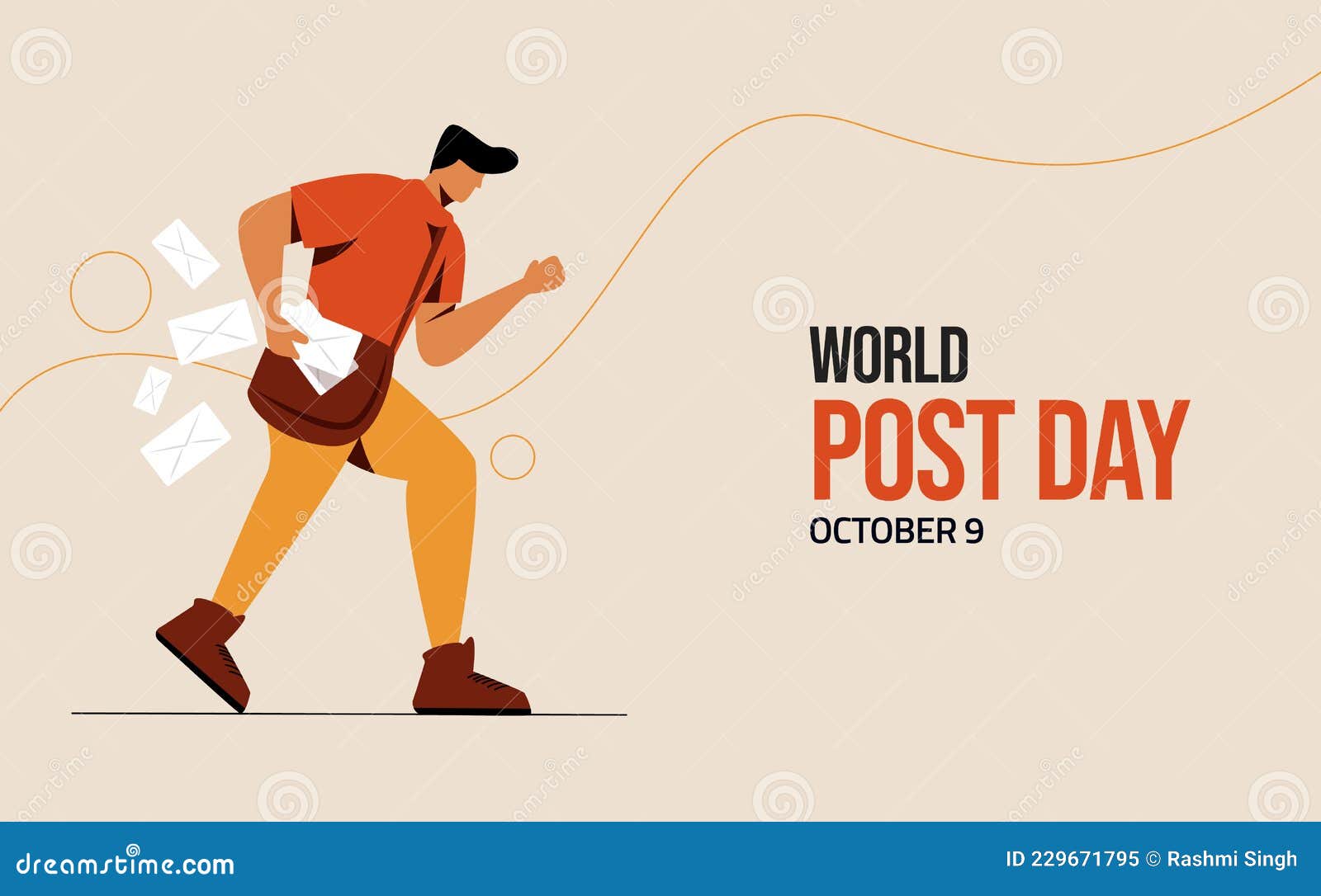 Postman with Letters, World Post Day Illustration Stock Illustration ...