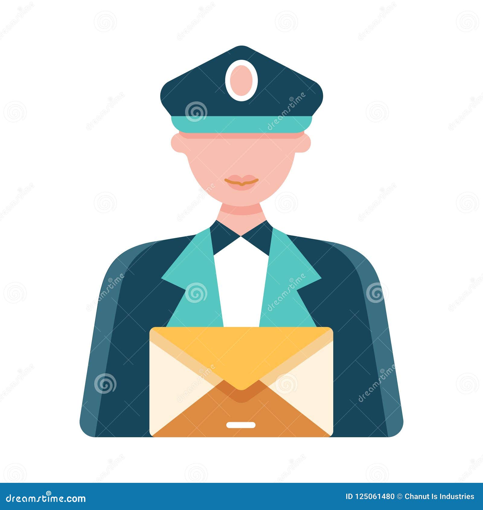 Postman flat illustration stock vector. Illustration of occupation ...