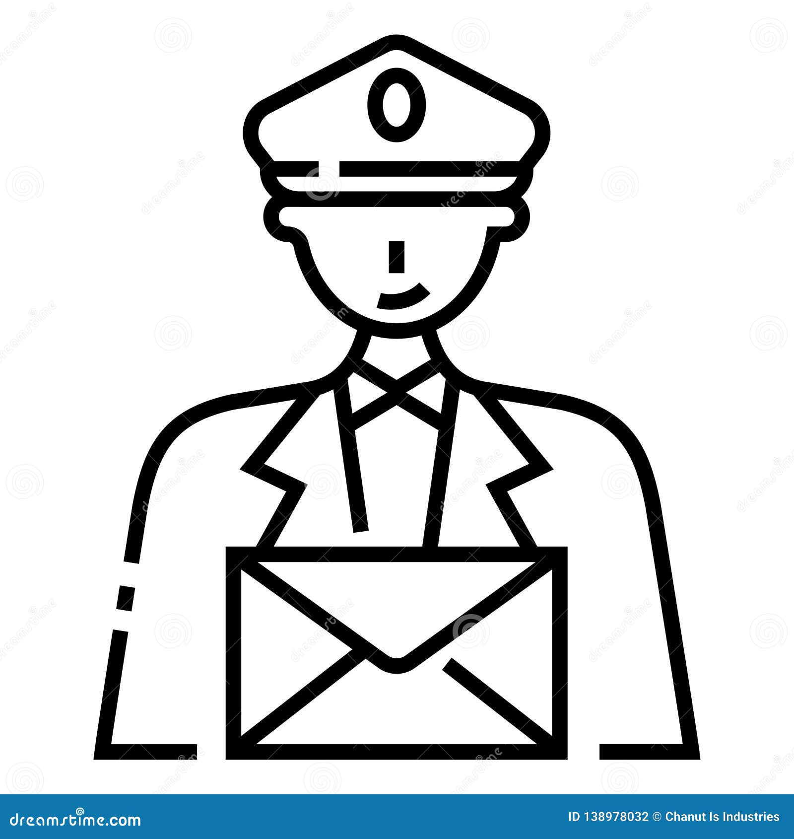 Postman Cap Line Icon. Mail Man Hat, Uniform Clothes. Postal Service ...