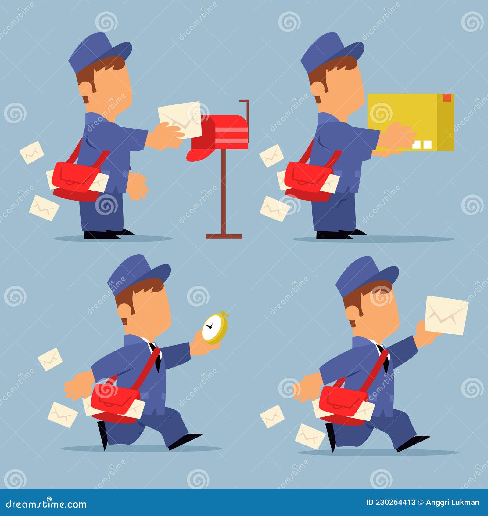 Postman or Mailman Sending Mail and Package Stock Vector - Illustration ...
