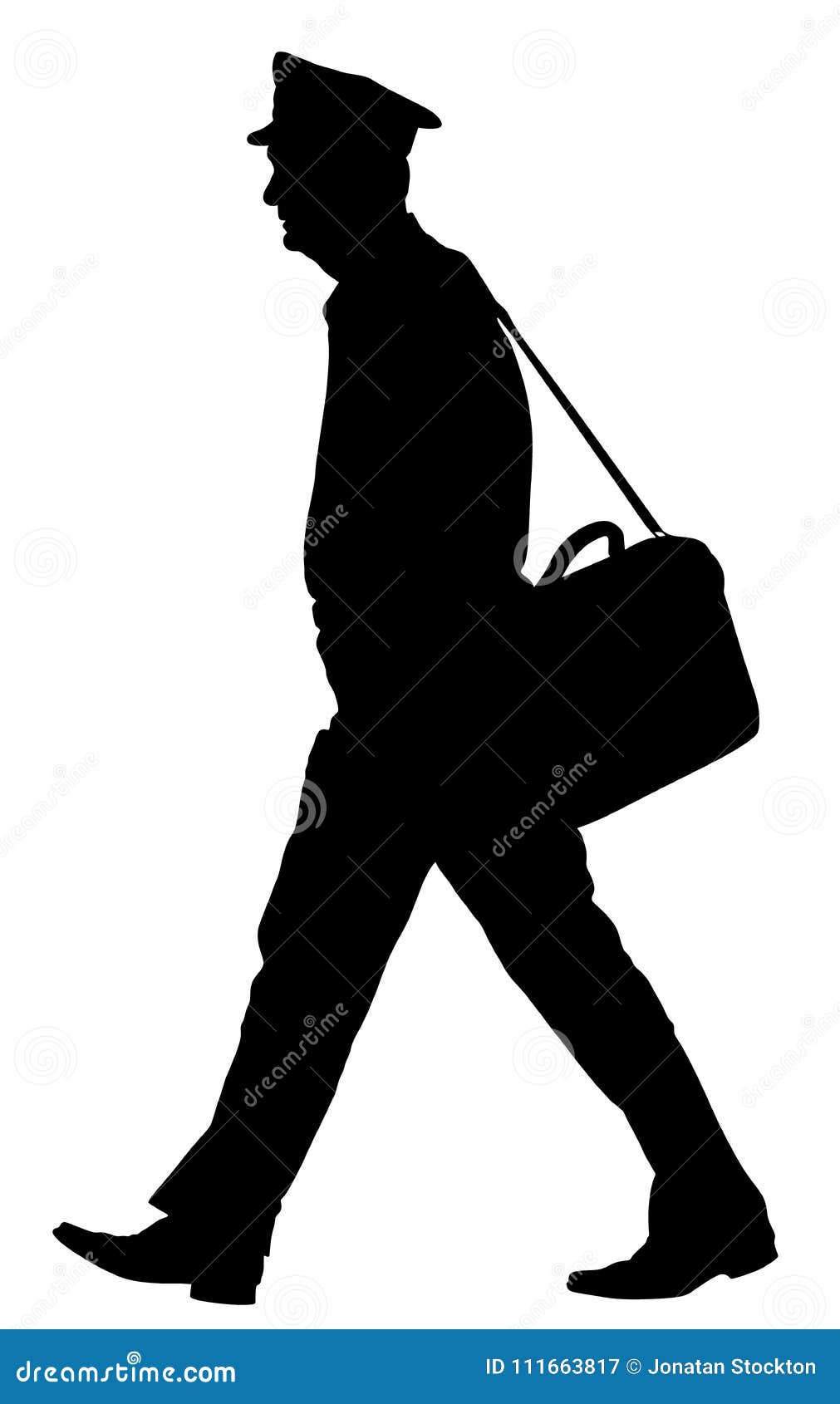 Postman or Mailman Walking on Duty, Vector. Stock Vector - Illustration ...