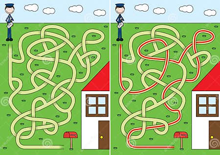 Postman maze stock vector. Illustration of solution - 107558635