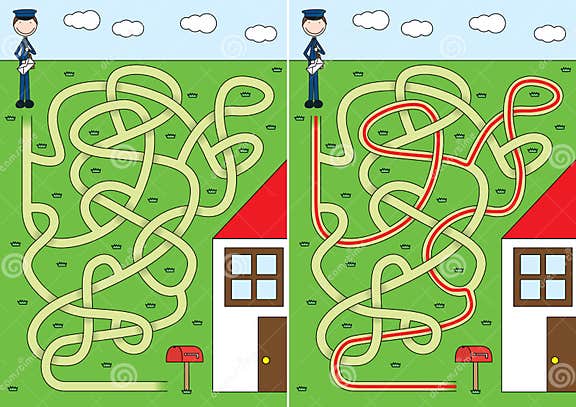 Postman maze stock vector. Illustration of solution - 107558635