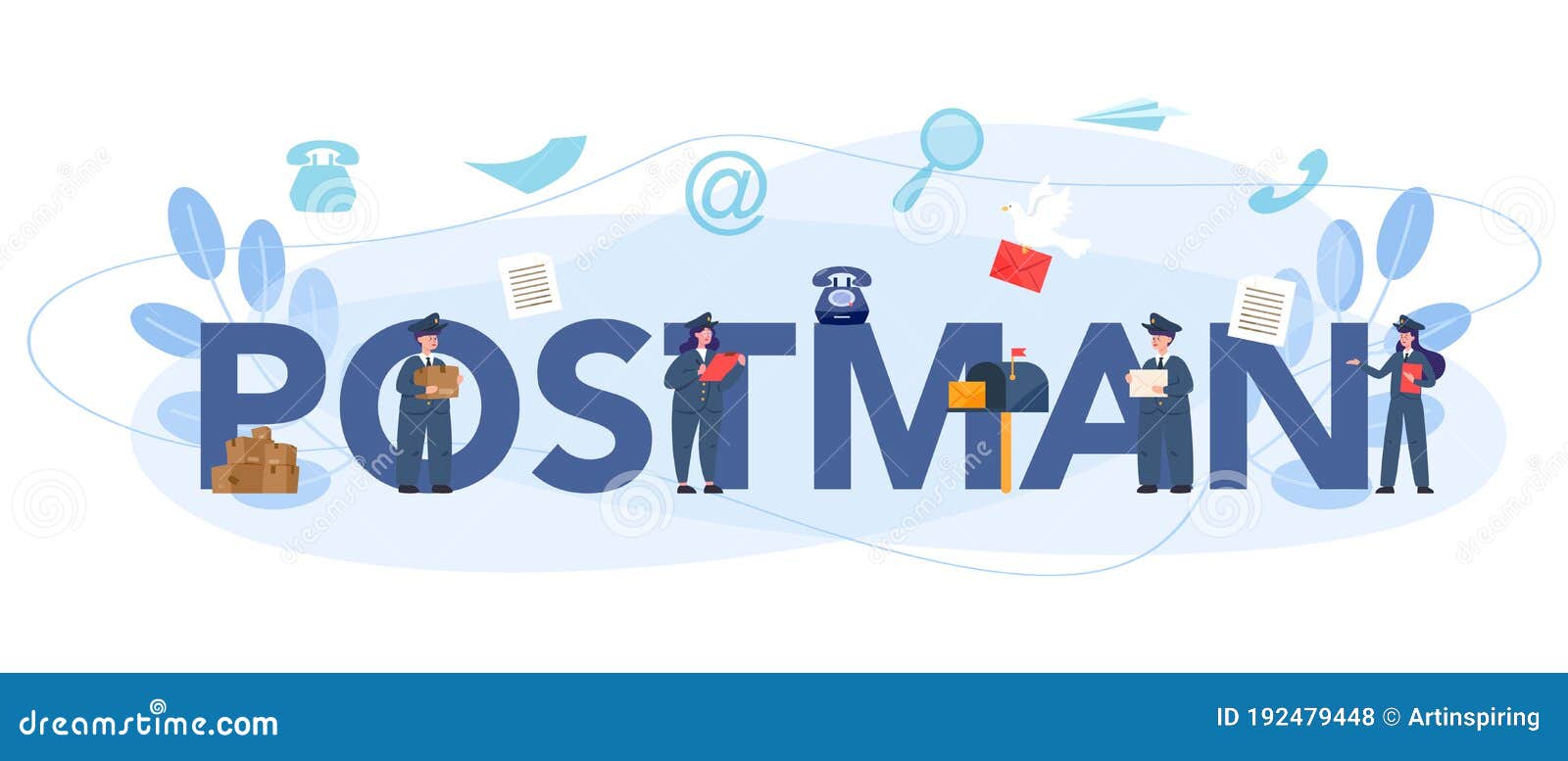 Postman Profession Mobile Application Banner Set. Post Office Staff ...